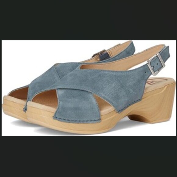Dansko | Shoes | New Dansko Suede Sloane Comfort Sandals In Denim For ...